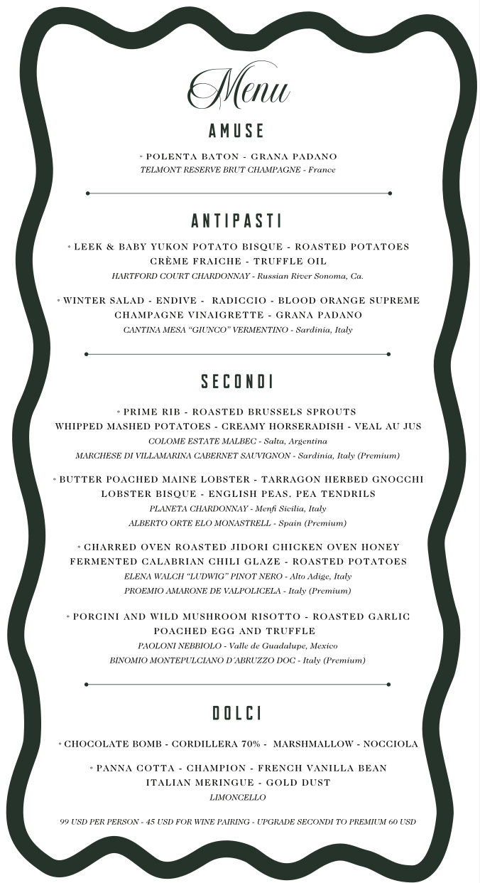 Menu | Lucrezia Italian Restaurant in La Jolla